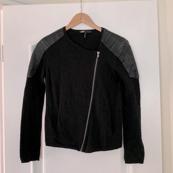 Maje | Jackets & Coats | Maje Wool Jacket With Leather Trim Size | Poshmark